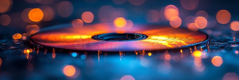 Close Up of a Colorful Compact Disc with Bokeh Lights in the Background ...