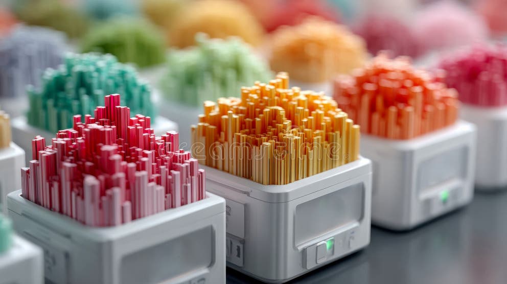 Close-up of Colorful Data Visualization Blocks Arranged in White ...