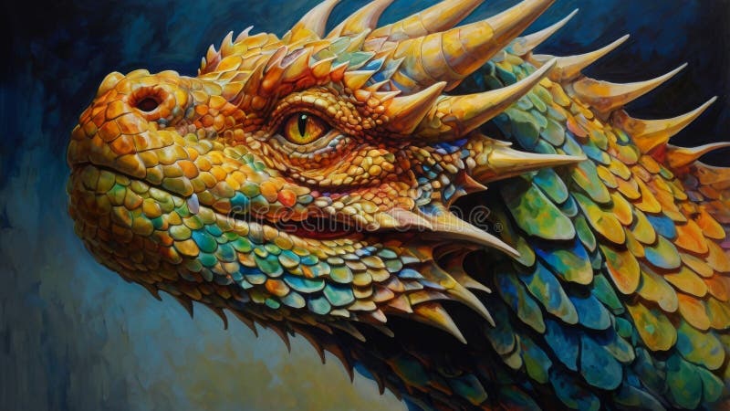 Closeup of a Colorful Dragons Head Stock Illustration - Illustration of ...