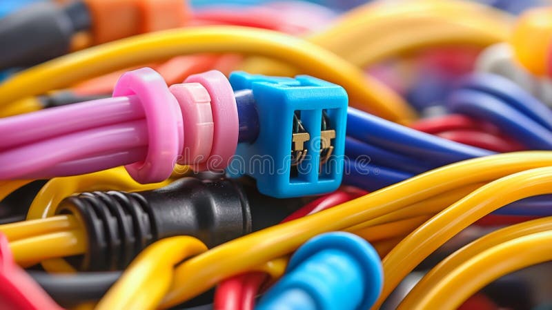 Close-up of Colorful Electrical Cables and Connectors Stock ...