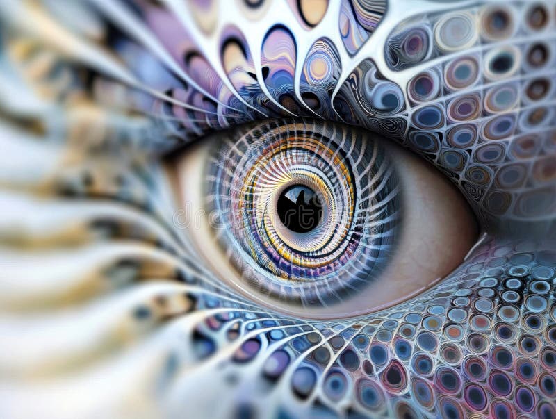 Close Up of a Colorful Eye with a Spiral Pattern Stock Illustration ...