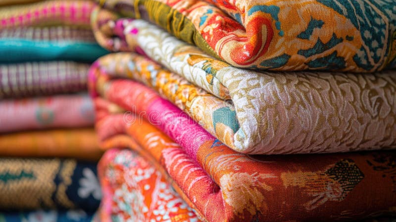 Close-up of Colorful Fabrics Stock Image - Image of texture, fashion ...