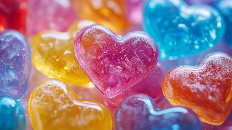 Close Up of Colorful Heart Shaped Candies Stock Illustration ...
