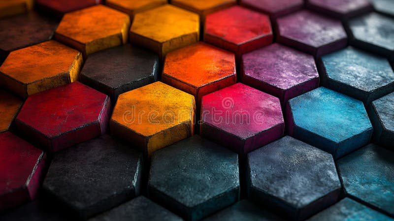 A Close Up of a Colorful Hexagonal Pattern of Colored Blocks Stock ...