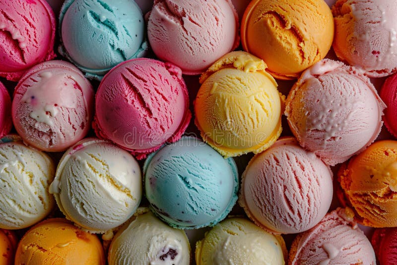 Closeup of Colorful Ice Cream Scoops Stock Illustration - Illustration ...