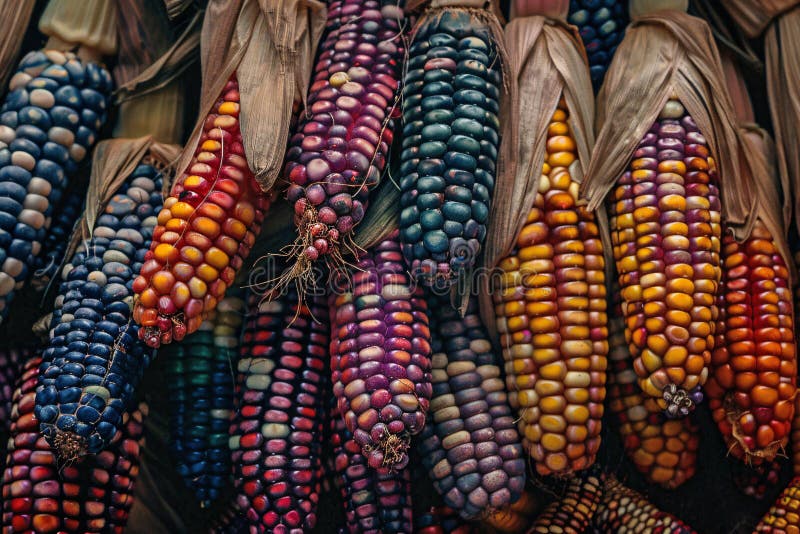 Close Up of Colorful Indian Corn Stock Illustration - Illustration of ...
