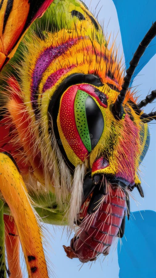 Colorful Insect with Geometric Wings Stock Photo - Image of leaf ...