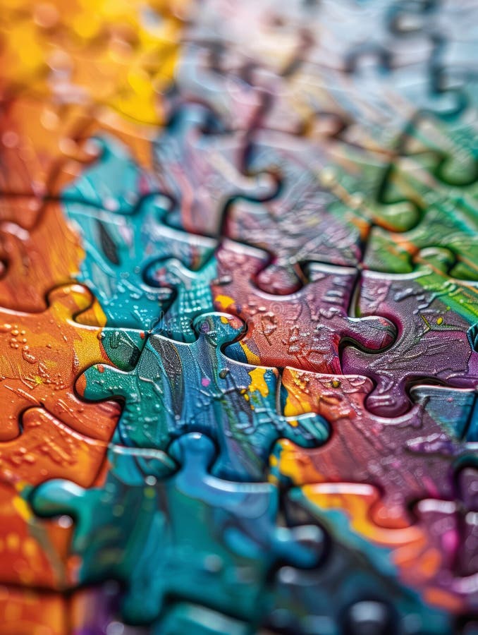 Close-up of Colorful Interlocking Jigsaw Puzzle Pieces. Stock Photo ...