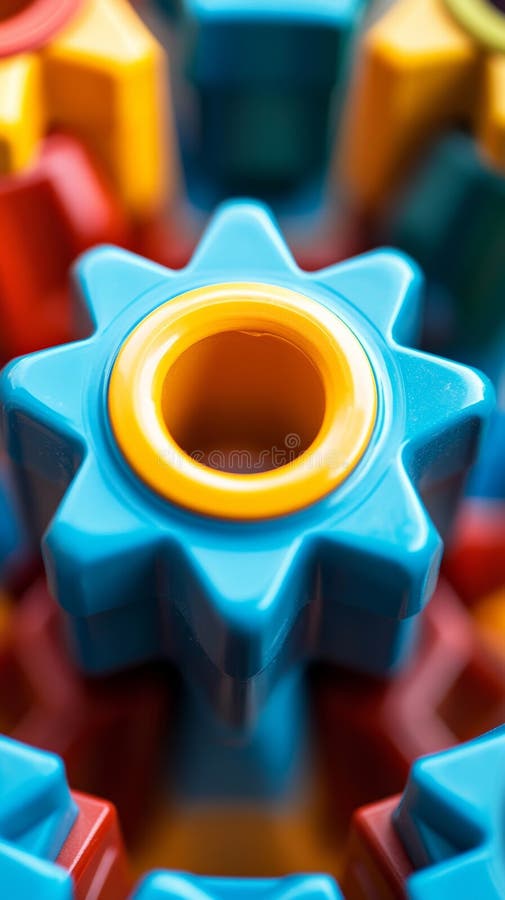 Close-up of Colorful Interlocking Plastic Gears Stock Photo - Image of ...