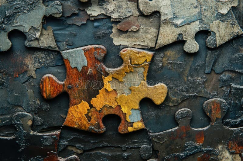 A Close-up of Colorful Jigsaw Puzzle Pieces on a Textured Surface ...