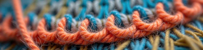 Close-up of Colorful Knitting Yarn Patterns with Interwoven Textures ...