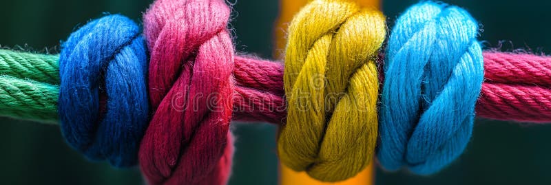 Close-up of Colorful Knots on Rope Stock Illustration - Illustration of ...
