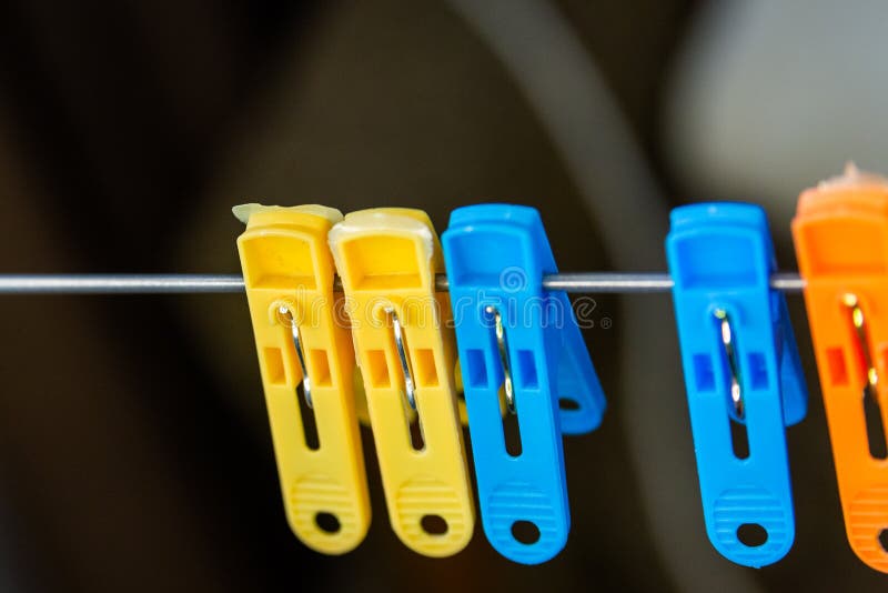 Close-up of Colorful Laundry Pins and for Hanged Clothes Drying Stock ...