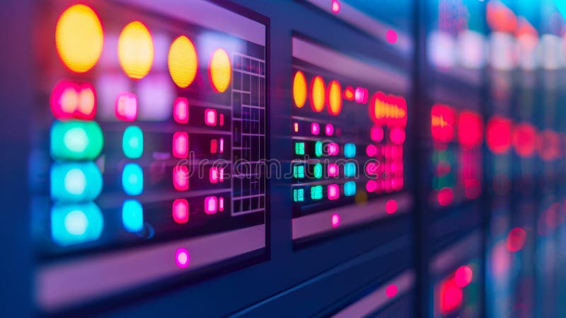 Closeup of Colorful Led Lights on Server Racks in Data Center ...