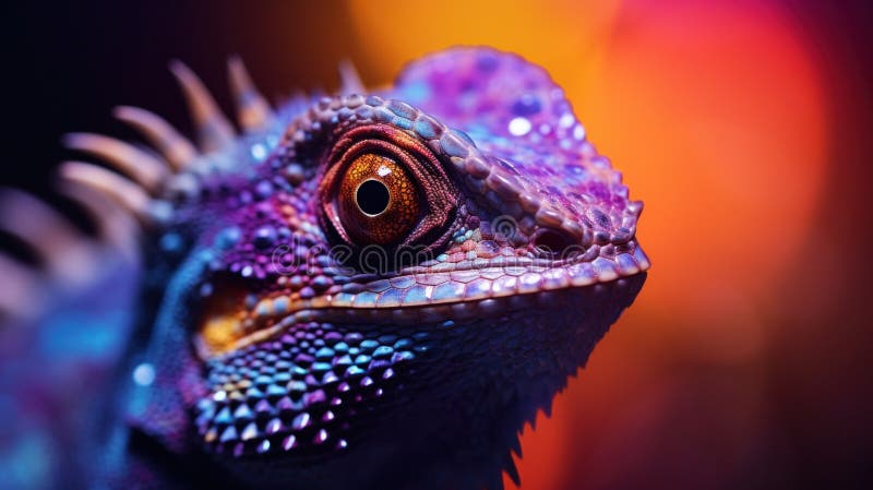 A Close Up of a Colorful Lizard with Bright Eyes, AI Stock Image ...