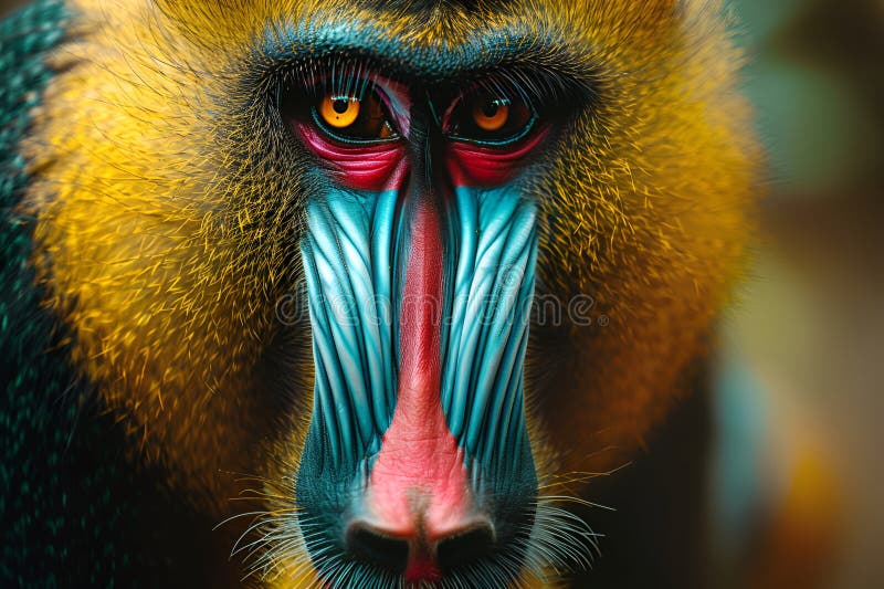 Close-up of a Colorful Mandrill Against a Soft Forest Background Stock Photo - Image of africa ...