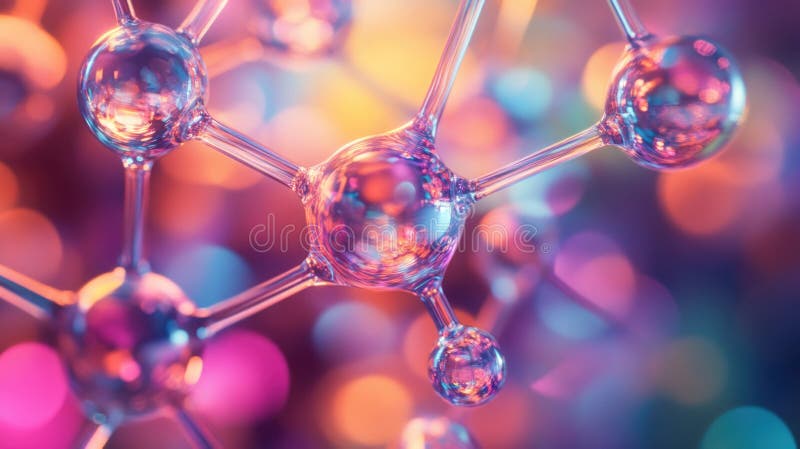 Close Up of a Colorful Molecular Structure with Many Small Spheres ...