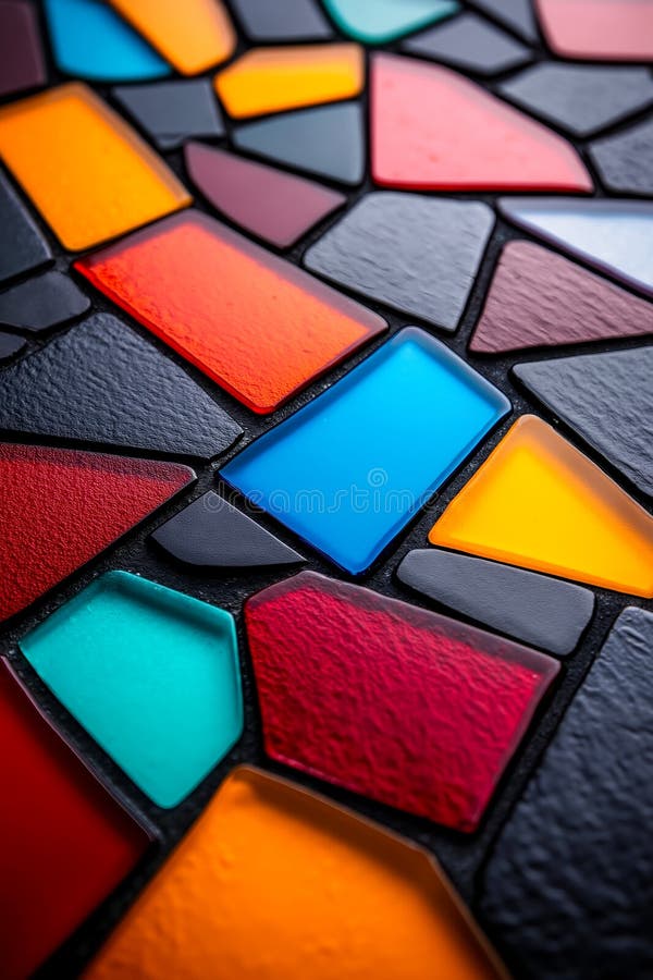 A Close Up of a Colorful Mosaic Tile Wall Stock Illustration ...