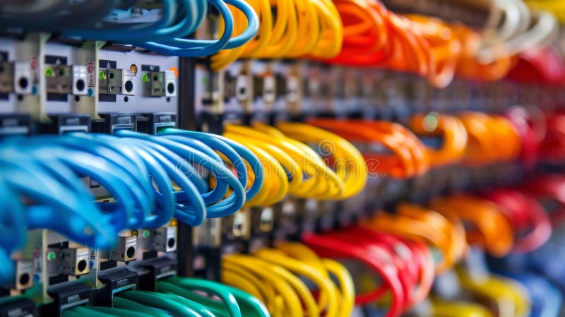Close-up of Colorful Network Cables in Server Room, Technology and ...