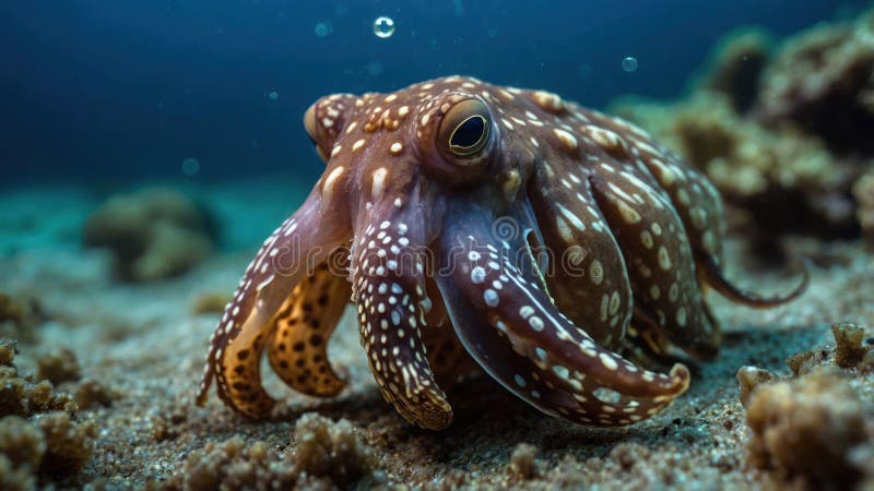 A Close-up of a Colorful Octopus Resting on the Ocean Floor, Showcasing ...