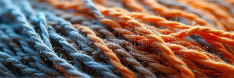 Close-up of Colorful Orange and Blue Twisted Threads Interwoven Stock ...