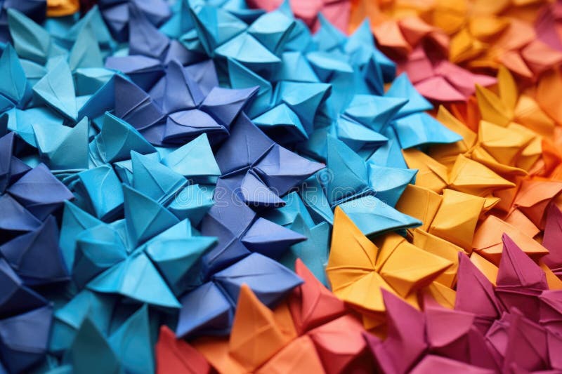 Close-up of a Colorful Origami Paper Pattern Stock Image - Image of ...