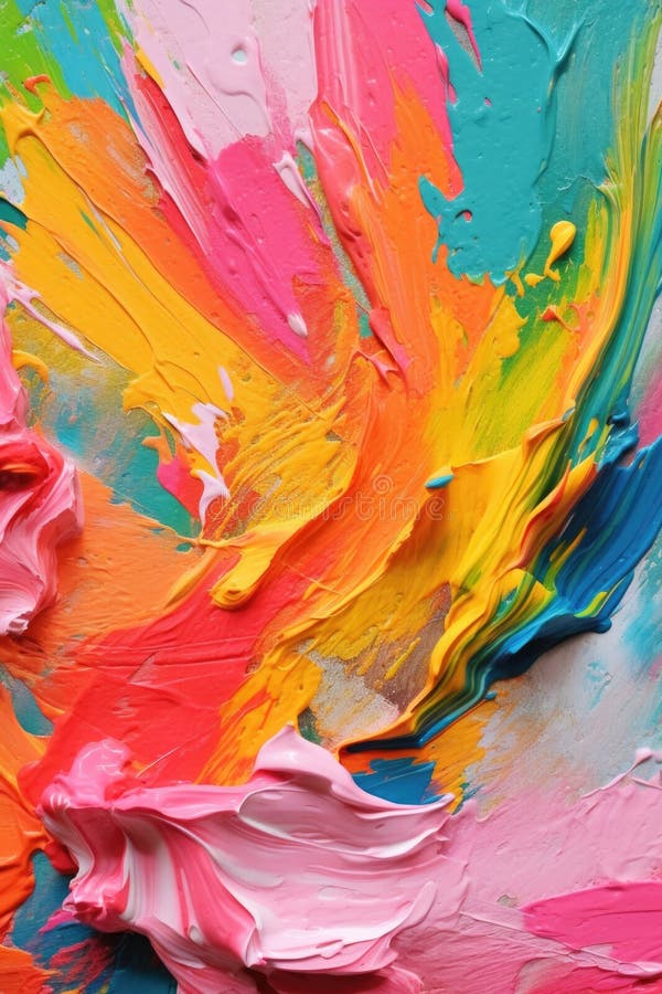 Close-up of Colorful Paint Strokes on Canvas Stock Illustration ...