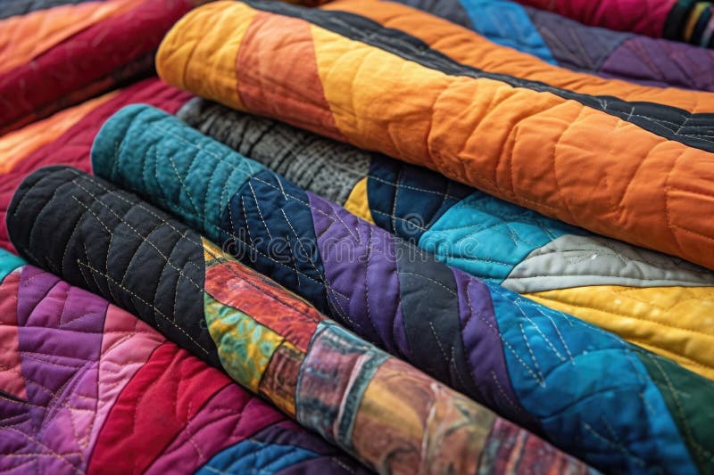 Close-up of Colorful Patchwork Quilt Patterns Stock Illustration ...