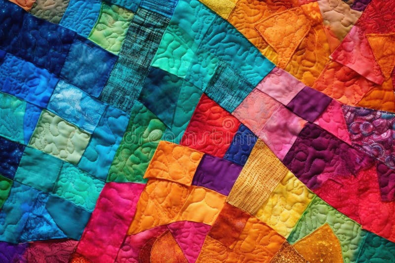 Close-up of Colorful Patchwork Quilt Patterns Stock Illustration ...