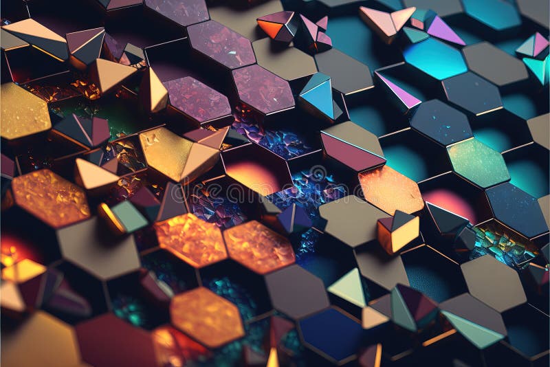 A Close Up of a Colorful Pattern of Hexagonal Objects with a Blue ...
