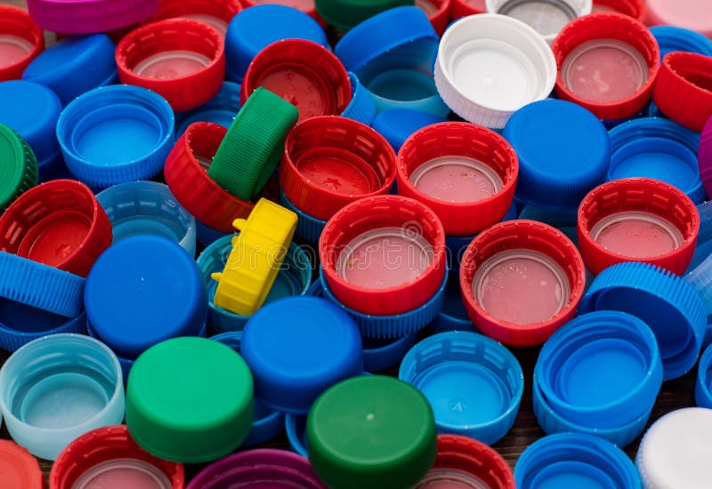 Close-up Colorful, Plastic Bottle Caps Stock Image - Image of green ...