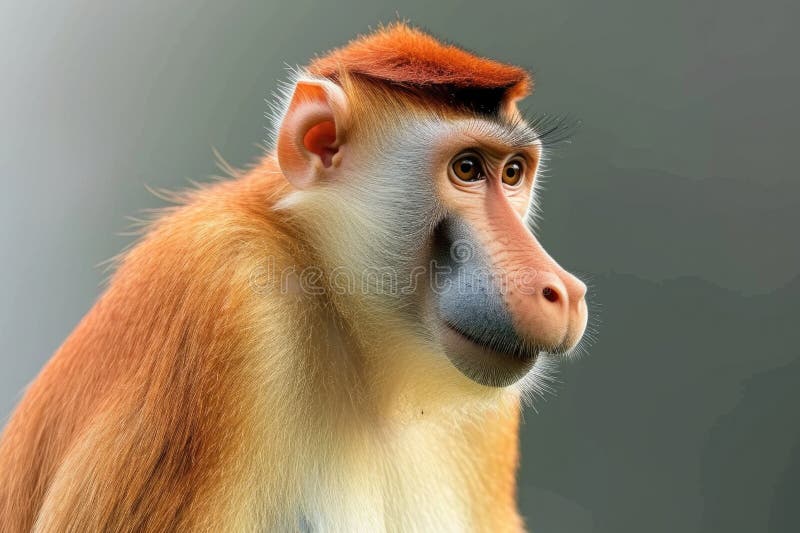 Proboscis Monkey Close-Up Portrait Stock Illustration - Illustration of ...