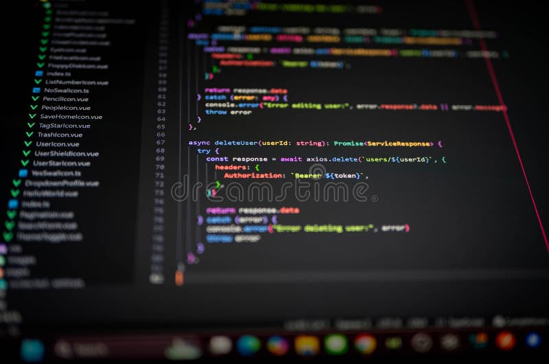 Close-up of Colorful Programming Code on a Computer Screen Showing DeleteUser Function with ...