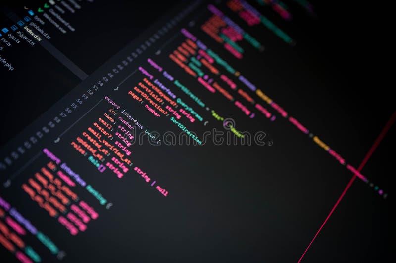 Close-up of Colorful Programming Code Highlighting Interface User on a Computer Screen ...