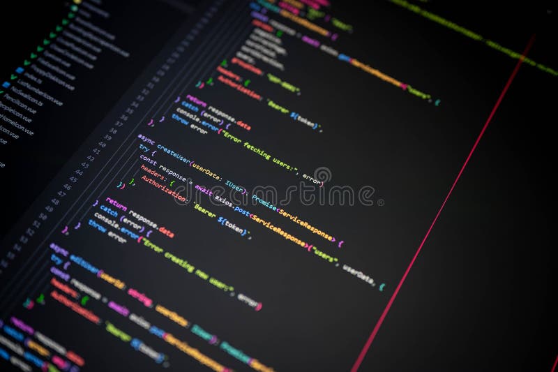Close-up of Colorful Programming Code on a Screen Showing CreateUser Function with Authorization ...