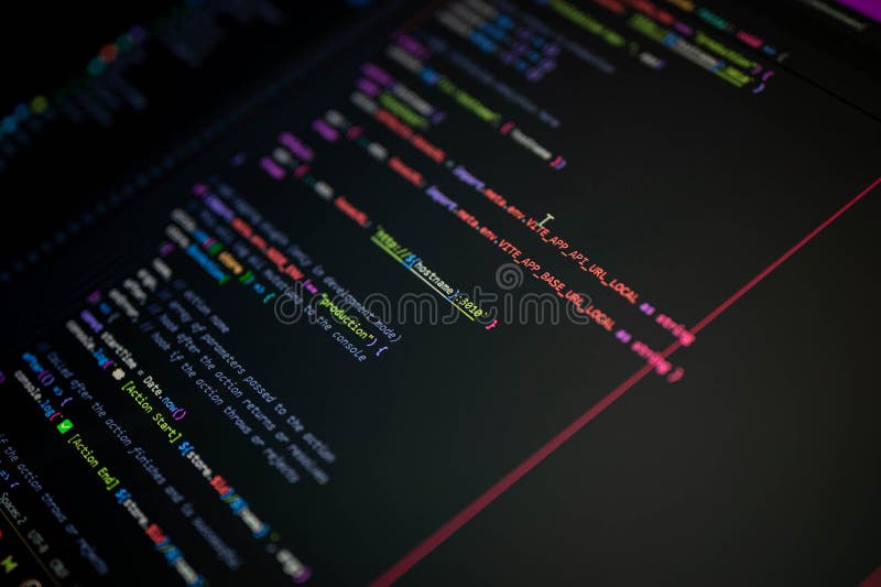 Close-up of Colorful Programming Code on Screen Showing Production ...