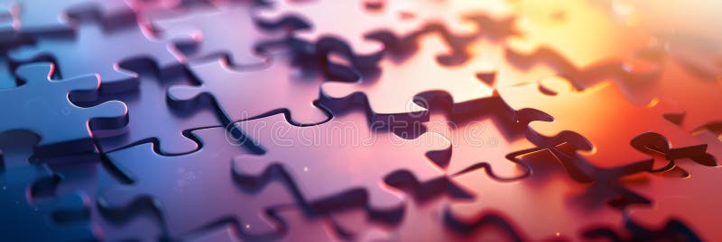 Close-up of Colorful Puzzle Pieces in Warm Light. Represents Creativity ...
