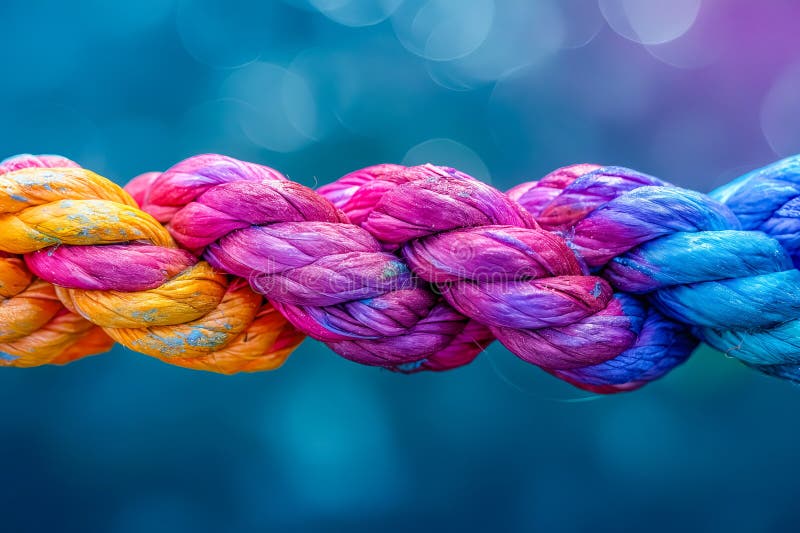 A Close Up of a Colorful Rope on a Blue Background. Generative AI Stock ...