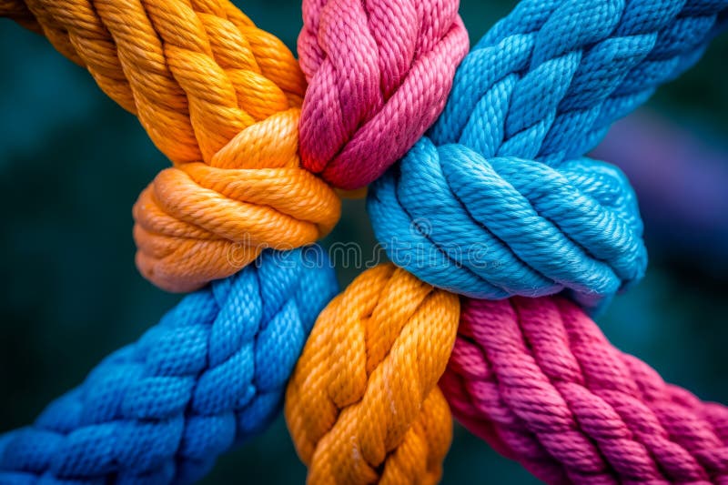 A Close Up of a Colorful Rope with a Knot in the Middle Stock Photo ...