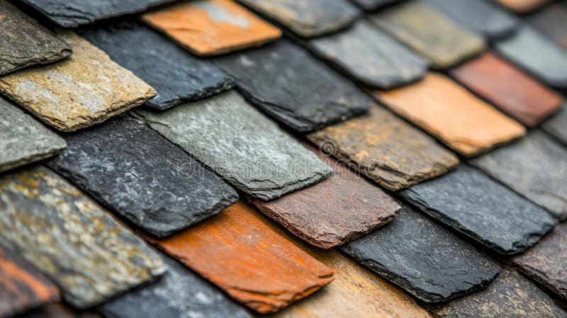 Close-up of Colorful Slate Roof Tiles in Overlapping Pattern Stock ...