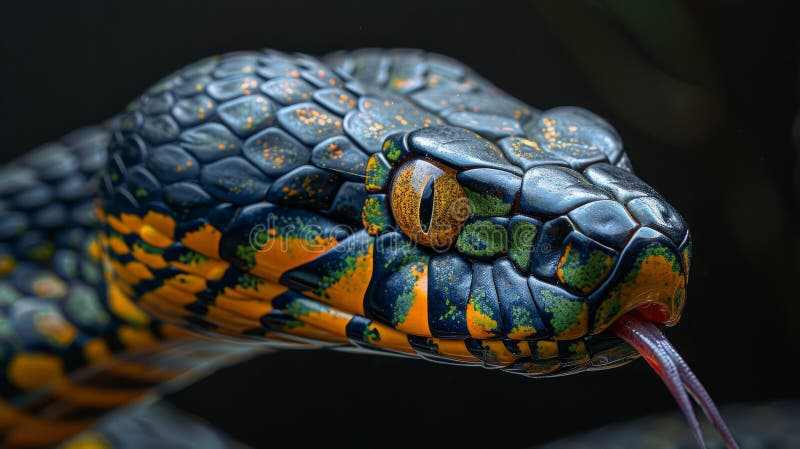 Close-up of a Colorful Snake S Head Stock Photo - Image of closeup ...