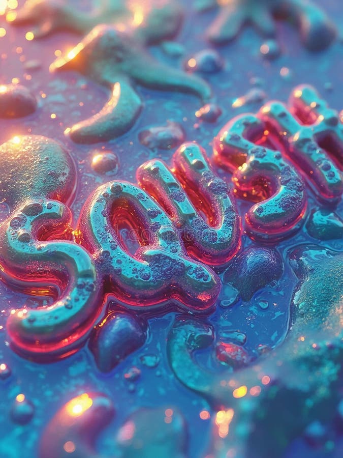 Close-up of Colorful Squishy Texture with Bubbles and Glowing Light ...