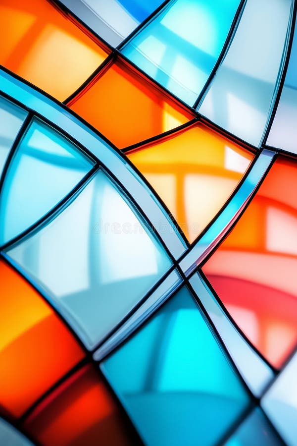 A Close Up of a Colorful Stained Glass Window Stock Illustration ...