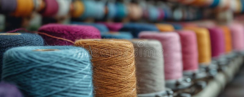 Close-up of Colorful Thread Spools on Rack Stock Photo - Image of ...