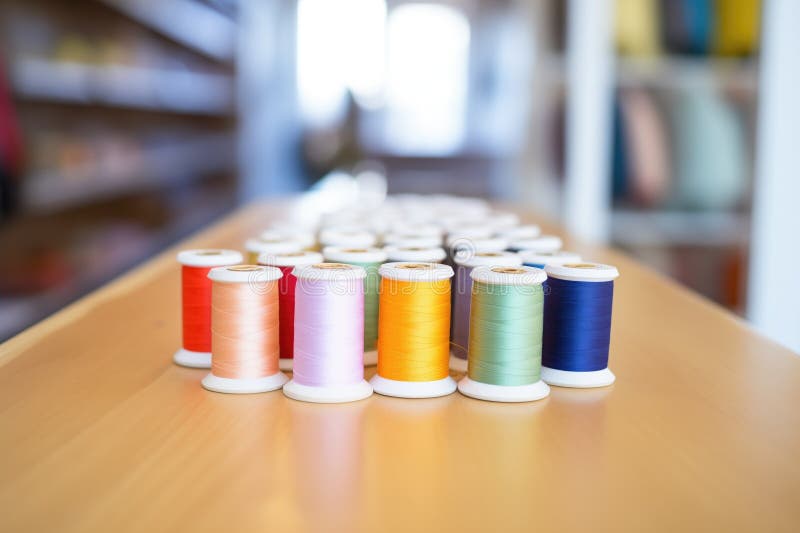 Close-up of Colorful Thread Spools on Tailoring Workbench Stock Image ...