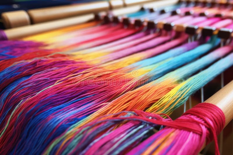 A Close-up of Colorful Threads on a Loom Stock Photo - Image of loom ...