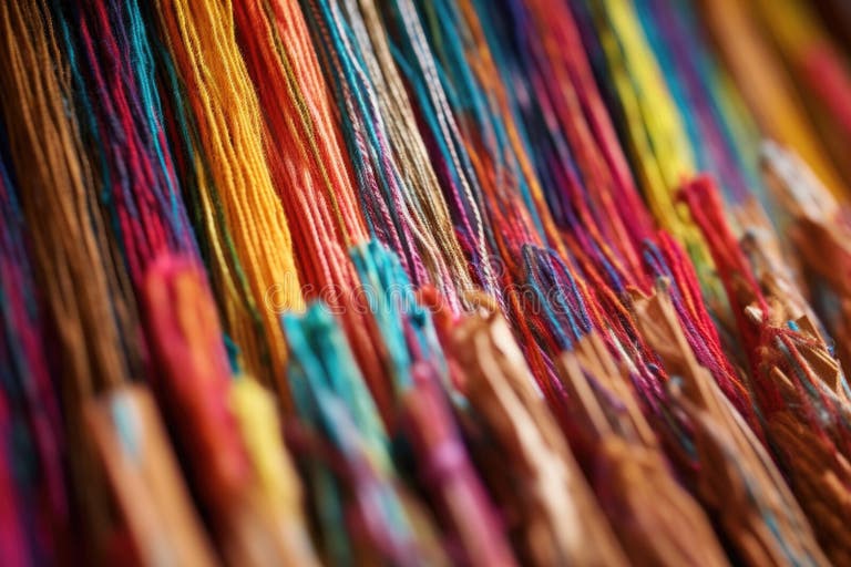 Close-up of Colorful Threads on Weaving Loom Stock Illustration ...