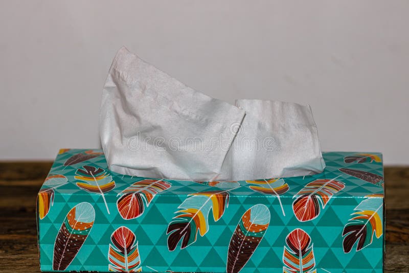 Close Up of Colorful Tissue Box Isolated Stock Image - Image of pull ...