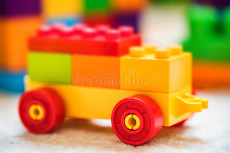 Plastic Toy Car Made of Building Blocks Stock Photo - Image of learn ...