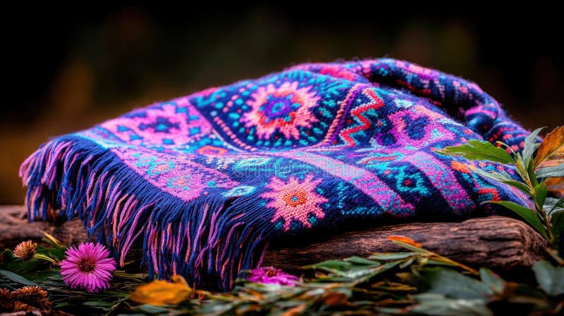 Close-up of Colorful Traditional Peruvian Poncho Displaying Intricate ...